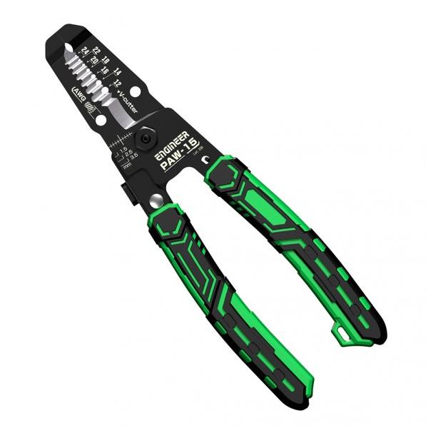 【商品説明】   ●独自の真円設計で芯線が傷つきにくい精密ワイヤーストリッパー。   ●エンジニア独自の真円設計で軽い力で被覆が剥けます。   ●対応していない電線サイズもV-cutterでストリップできます。   ●電線を逃がさずカットで...