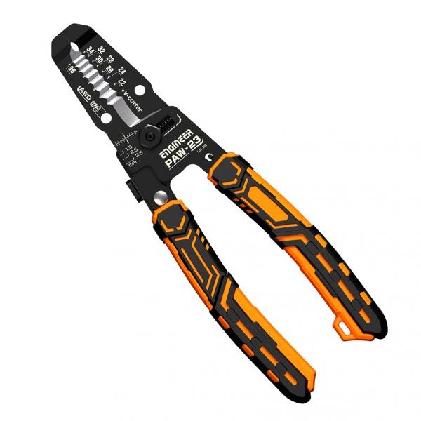 【商品説明】   ●被覆が切れると刃が開くEZ機構搭載の精密ワイヤーストリッパー。   ●エンジニア独自の真円設計で軽い力で被覆が剥けます。   ●対応していない電線サイズもV-cutterでストリップできます。   ●電線を逃がさずカット...