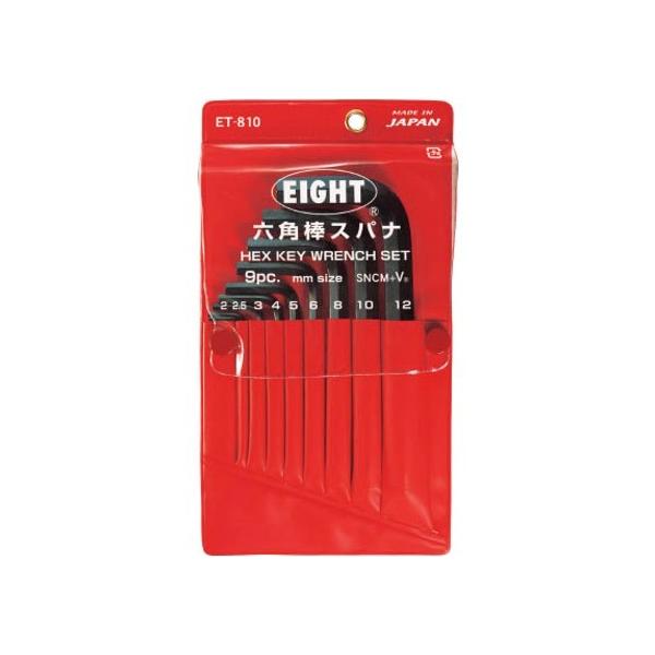 ISO・JIS規格を上回るよう、設計・製作されている「プロ向け」の製品です。 六角穴付ボルト類の締結用に。 セット内容(本):9 セット内容(mm):2、2.5、3、4、5、6、8、10、12 ビニールポーチ入り9本組 ●セット内容(mm)...