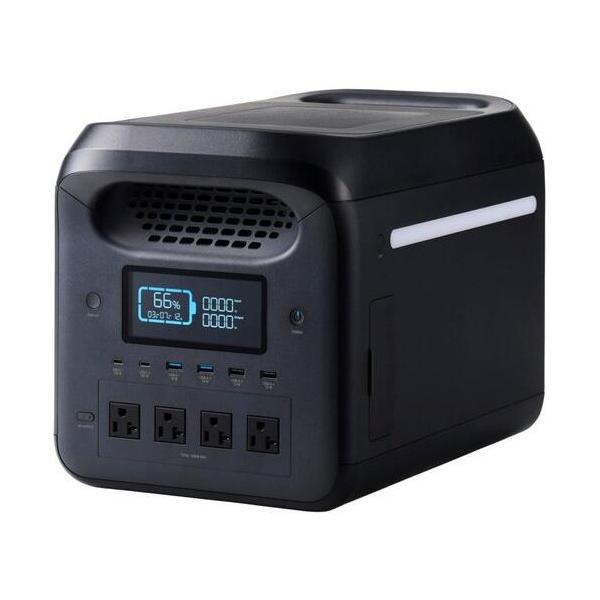 ■特徴 電源のない場所でも家電製品の使用やデバイスの充電などを可能にする、AC・DC・USB出力対応の1228.8Wh ポータブル電源です。 安全性が高く長寿命のリン酸鉄リチウムイオンセル電池を採用。災害用の予備電源として活用できます。 U...