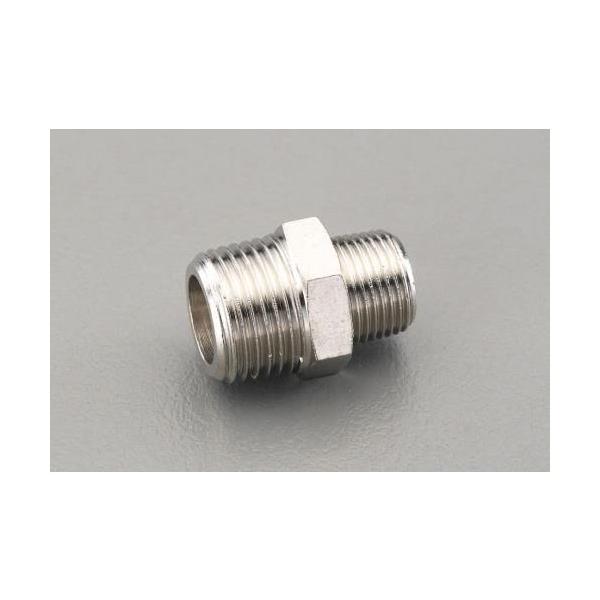 ●ニッケルメッキ仕上げ。 ●材質:真鍮(ニッケルメッキ) ●最高使用圧力:0.8MPa ●ねじ径:R(PT)1/8"×R(PT)3/8" ●ねじ有効長:7.6×11.6mm ●六角対辺:17mm ●全長:24.2mm ●重量:約19g   ...