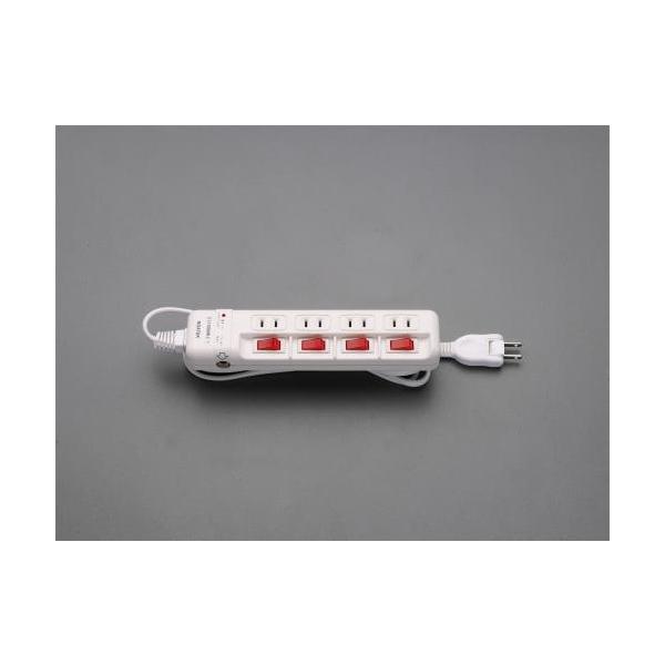 ●コンセント…2P×4口 ●個別スイッチ…4個(ブレーカー内蔵) ●プラグ…2P(スイング式・トラッキング防止回転プラグ) ●定格…15A・125V(50/60Hz) ●雷サージ機能(本体内蔵)…最大サージ電圧:6000V(1.2/50μs...