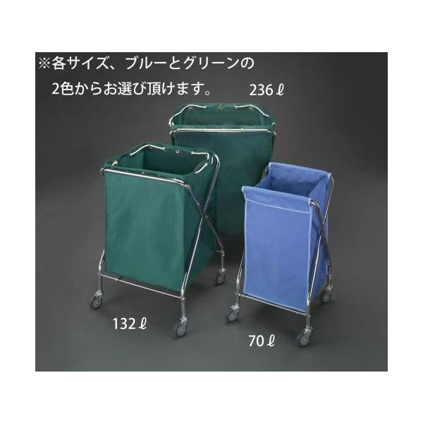 ●重量…約4.4kg ●材質…フレーム:スチール(クロムメッキ)、エコ袋:再生PET ●キャスターサイズ…φ75mm ●容量…70L ●サイズ(mm)…415×409×751(H) ●カラー…ブルー ●エコ袋は再生PET繊維67％使用 ●カ...