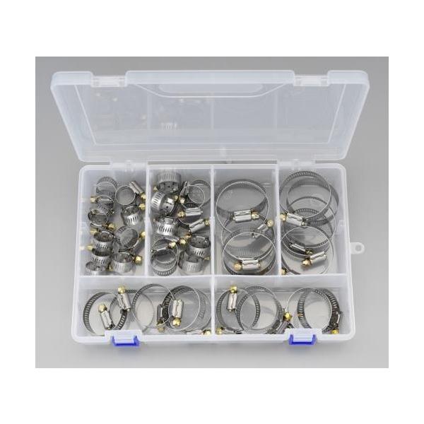 ●材質…バンド:SUS301、スクリュー:スチール ●六角(-)ねじ…5/16”(8mm) ●ケースサイズ…300×200×62mm〈セット内容〉 ●EA463CA-20(10個)…バンド幅:12.7mm、適合直径:11〜20mm ●EA4...