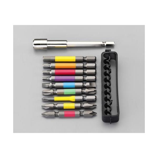 ●(＋)ビット…#1・#2・#3 ●(-)ビット…5.0・6.0mm ●Hexビット…3・4・5・6mm ●ビットホルダー…六角軸:1/4”、全長:100mm ●ビット全長…65mm ●色の違いによって先端サイズの選別が容易です。   【入...