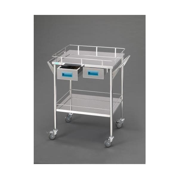 ●段数…2段 ●サイズ…750×450×835(H)mm ●重量…18kg ●材質…ステンレス(SUS430) ●キャスター…φ75mmウレタン製 ●耐荷重…15kg/段 ●耐薬品性、防錆性、耐久性に優れています。 ●天板及び中棚には転落防...