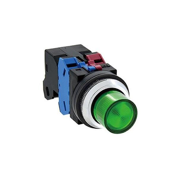 ●色…緑 ●定格電圧…AC200/220V ●接点構成…1a-1b ●型番…ALN22611DN ●保護構造…IP65 ●IDEC ●パネルカットΦ30mm用 ●LED 6V球付 ●モメンタリ形 ●RoHS適合品   【サイズ】 スイッチボ...