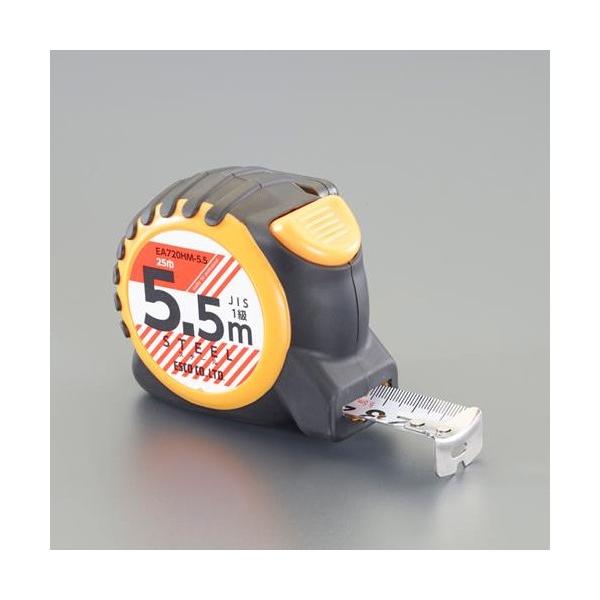 ●JIS1級品 ●ベルト掛け付 ●材質…テープ・バネ:スチール(SK85) ●★ナチュラルロック付…テープを引き出すと自然に止まります。(ボタンを押すとロック解除) ●全長…5.5m ●幅…25mm ロック付コンベックス ロックコンベックス...