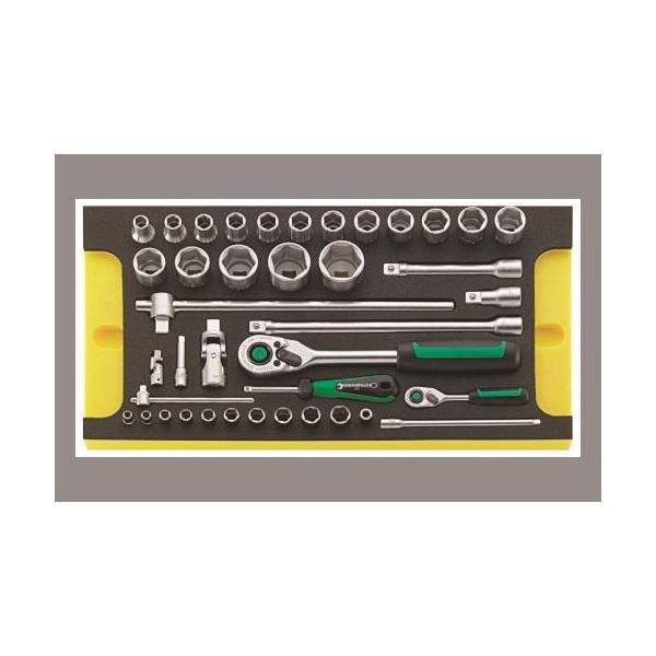 ●〈セット内容〉…40点 ●差込角…1/4”・1/2” ●トレーサイズ…455×240×30(H)mm ●(1/4”)ソケット(6角)…5.5・6・7・8・9・10・11・12・13・14mm ●(1/2”)ソケット(12角)…10・11・...