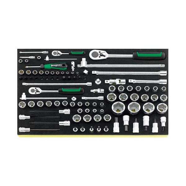 ●〈セット内容〉…97点 ●トレーサイズ…530×350×60(H)mm ●ソケット(6角)…(1/4”)4・5・5.5・6・7・8・9・10・11・12・13mm、 (3/8”)8・9・10・11・12・13・14・15・16・17・18...