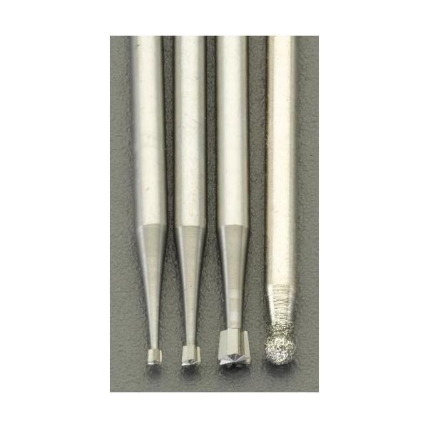●軸径…2.35mm ●4本組 ●刃径×刃長×全長…1.0×0.3×45mm、 1.5×0.4×45mm、 2.0×0.6×45mm、 φ2.0×45mm   【重量】 14g 【入数】 1個 EA819WM41