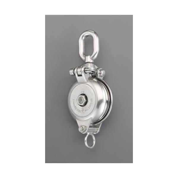 ●使用荷重(kg)…900 ●使用ロープ径…〜13mm ●車径…76mm ●全長…230mm ●材質…ステンレス(SUS316) ●重量…1.29kg ●スイベル式(360°回転) ●ベケット付 ●ロープ用   【重量】 1308g 【入数...
