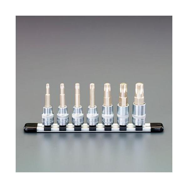 ●サイズ…T30・T40・T45・T50・T55・T60・T70(7個組) ●全長(mm)…74 ●差込角…1/2" ●重量(kg)…0.7 ●ソケットホルダー付   【サイズ】 1/2インチDR/T30-T70 【入数】 1組 EA618KW1