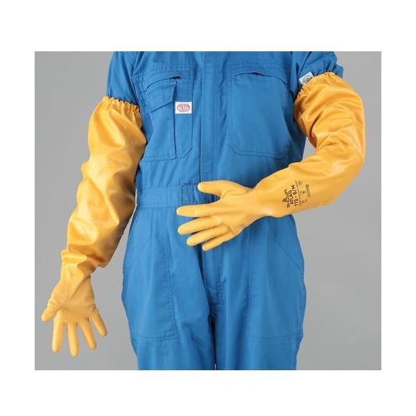 ●サイズ…XL ●全長(mm)…650 ●掌周り(mm)…254 ●中指長さ(mm)…95 ●材質…ニトリルゴム ●厚み(mm)…0.5 ●耐薬品、耐油、耐水性 ●不透明性 ●腕全体を保護できる手袋です。 ●グリップ力に優れています。   ...