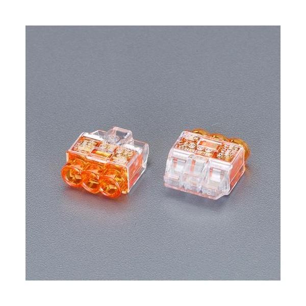 ●差込線数…3 ●カラー…オレンジ ●入数…25 ●定格…20A 300V ●適用電線…銅単線:φ1.2・φ1.6・φ2.0mmIV7本より線:1.25・2mm2 ●材質…難燃性プラスティック V0 ●サイズ…16.5×15.1×7.7mm...