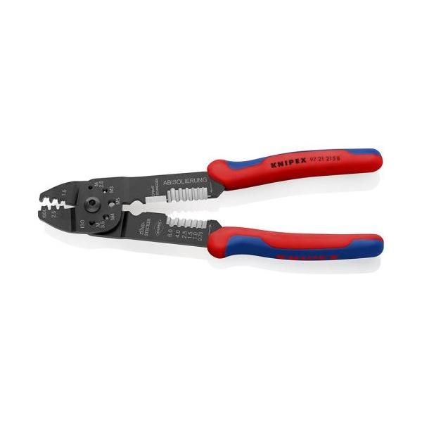 ●メーカー…KNIPEX（クニヘ゜ックス） ●型番…9721215B ●対応端子…差込端子用(6.3mm幅) ●圧着範囲…0.5〜1.5、1.5〜2.5mm2 ISOL:絶縁被覆部分の圧着用 (AWG:20〜16、16〜14) ●全長…21...