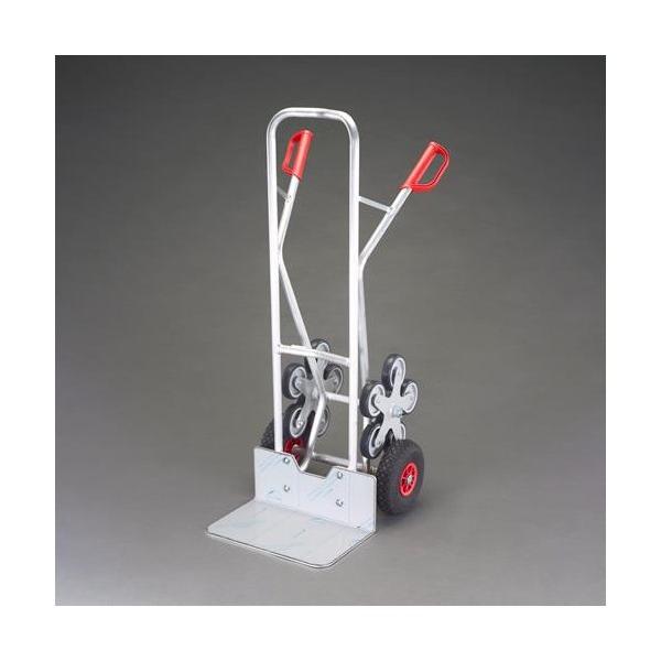 ●全幅…590mm ●車輪径…ゴム車輪(エアー入り):φ260×85mm、エラストマー車輪:φ125×32mm ●重量…16kg ●積載均等耐荷重…200kg ●荷台サイズ…300×480mm ●全高(mm)…1300 ●材質…本体:スチー...