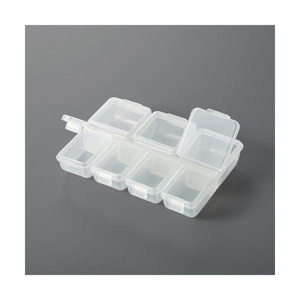 ●商品名…FB-7 ●サイズ(mm)…94×70×17(H) ●収納数…7 ●材質…ポリプロピレン ●独立スペースになっているので、小物の収納に最適 ●1週間分のサプリメントや薬を収納可能 ●中身が取り出しやすいよう、R形状を採用   【重...