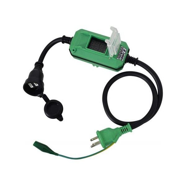 ●定格…15A・125V(1500W) ●電線仕様…SVCT2.0.mm2×3芯 ●コード長…0.9m ●防水規格…IPX3 ●15Aコンセント(接地2P)×1個 ●ポッキンプラグ付き ●防雨キャップ付 ●電圧と電流をデジタル表示、雨の日も...