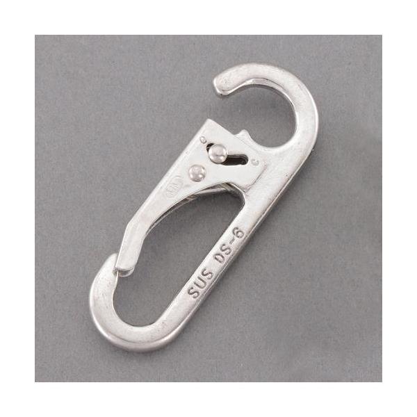 ●仕様…オープンタイプ ●全長(mm)…82 ●線径(mm)…6.5 ●適用チェーン幅(mm)…6 ●使用荷重(kg)…30 ●材質…SUS304 ●ロックつまみを「O」の状態でフックにチェーンを通して開閉部を閉じた後に、ロックつまみを「C...