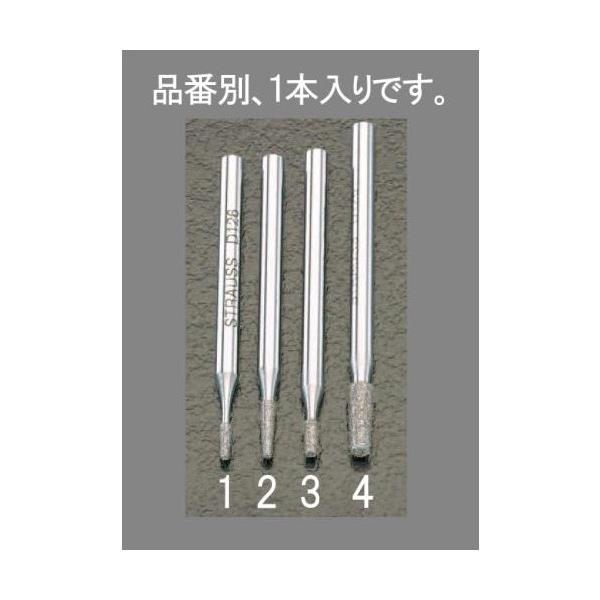 ●軸径…3mm ●砥粒…ダイヤモンドパウダー ●粒度…＃140 ●全長…44.5mm ●入数…1本入り ●刃径×刃長…2.1×7.7 ●電着タイプ   【サイズ】 2.1×7.7mm3mm軸 【入数】 1 EA819DG2