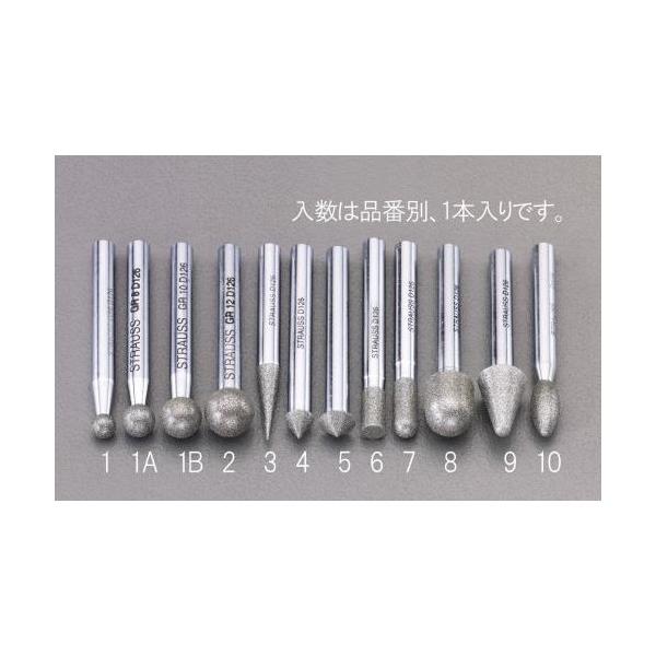 ●用途…ガラス、セラミック、超硬合金用 ●形状…楕円 ●刃径…8mm ●刃長…15mm ●軸径…6mm ●全長…60mm ●粒度…＃140(D126) ●砥粒…ダイヤモンドパウダー ●入数…1本入り ●電着タイプ ●磁器タイルに使用できます...