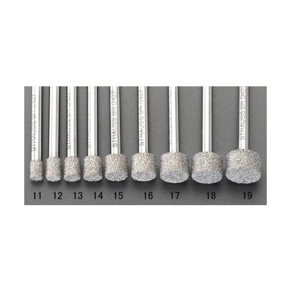 ●全長…60mm ●軸径…6.0mm ●砥粒…ダイヤモンドパウダーD427 ●粒度…＃50 ●刃径…13mm ●刃長…10mm ●材質…ブランク材（台金）:クロムモリブデン ●焼結タイプ ●V.B.（焼結）方式によるコーティング ●焼結ダイ...