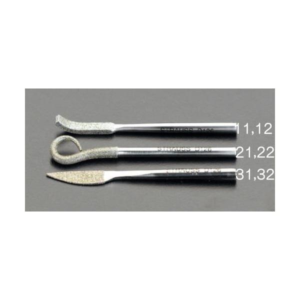 ●全長…55mm ●軸径…3.2mm ●ハンドル…EA826VM-0（別売） ●形状…平(3.3×1.5×15mm) ●粒度…＃140 ●アクセスが困難な内面研削作業に最適です   【入数】 1 EA826VR11