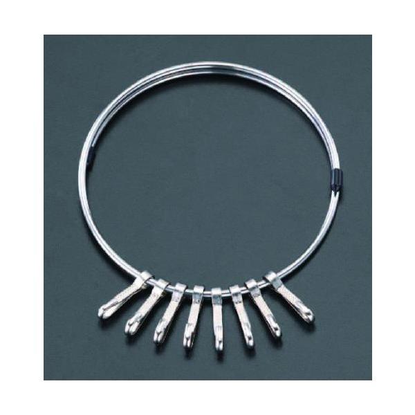 ●リングサイズ…内径:約100mm 線径:3.2mm ●名称…キーホルダー ●材質…リング:SUS303 スナップ:鉄(ニッケルメッキ) ●スナップ数…8個 ●重量…44g   【入数】 1 EA916ZD50