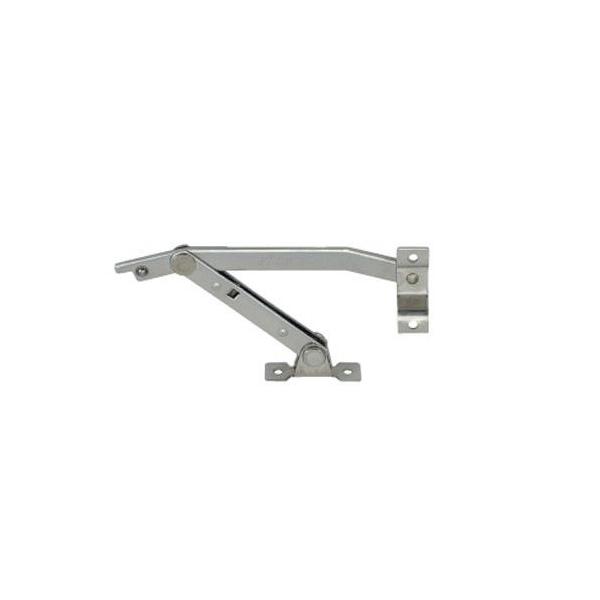 ●材質…ステンレス（SUS304） ●仕上…バレル研磨 ●全長（最大）…173mm ●左右兼用型 ●普及型アームストッパー ●ナベ小ねじ2本、 木ねじM4 2本付 ●左右勝手の変更は、座金を反転させてください。   【入数】 1 EA951...
