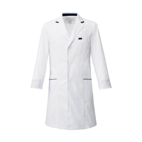 商品画像はイメージ画像です。実際とは異なる場合がございます。 ■特徴 衿、衿裏、袖口に洗濯に強いネイビー生地を配置し、デザイン性と洗濯耐久性に優れたスタイリッシュなドクターコートです。 両ポケットのラインや襟の配色がシャープな印象を与えてく...