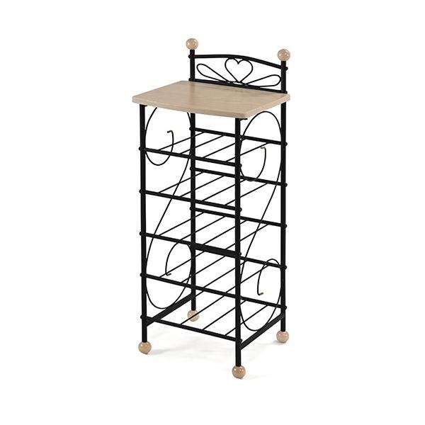 ■材質:(本体)スチール・粉体塗装 (天板)化粧繊維板 (木玉)天然木・ラッカー塗装 ■組立式 ■原産国:中国製 ■カラー:ブラック ■商品説明  ●ハートをモチーフにしたアイアンテイストのスリッパラックです。   ●天然木の丸い木玉がアク...