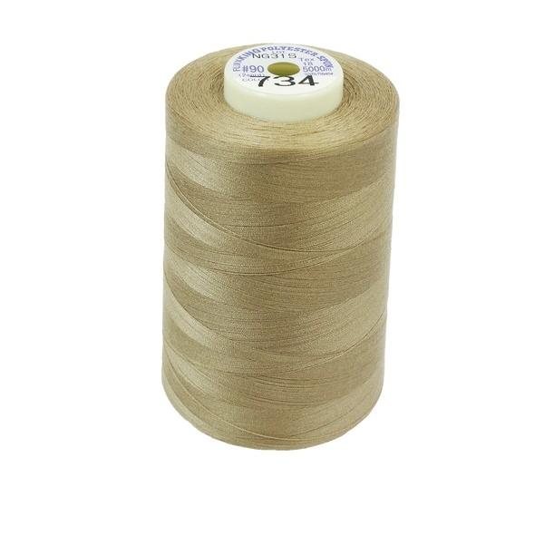 サイズ: #90/5000m巻 素材: ポリエステル100% タイプ: 薄地〜普通地用 使用するミシン針: 9〜11号 主にロックミシン用のミシン糸としてお勧め ポリエステル素材の中でもミシン糸用として特別に紡糸された、高強力、低伸度、低収...