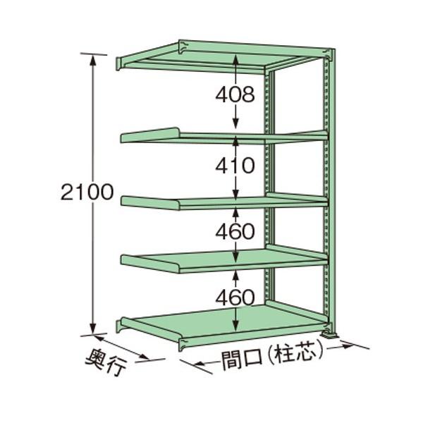 ●グリーン色の連結タイプ。 ●荷重300kg、天板を含むラックの棚段数は5段です。 ●ボルトレスで、組み立ては実に簡単。 ●豊富なオプションパーツを採用することで、様々な荷姿に対応できます。 ●全ての取付け部分にはボルトレス方式を採用。 棚...
