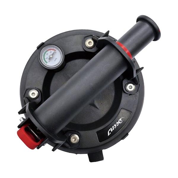 ■特徴 圧力計付きの強力吸着盤です。 重量があり、持ち手がない物でも簡単にハンドル化できます。 圧力計が付いているので、リアルタイムで真空引きの状態を確認することが可能です。(緑色:吸着圧力が十分、赤色:吸着圧力が不十分） ガラス、タイル、...