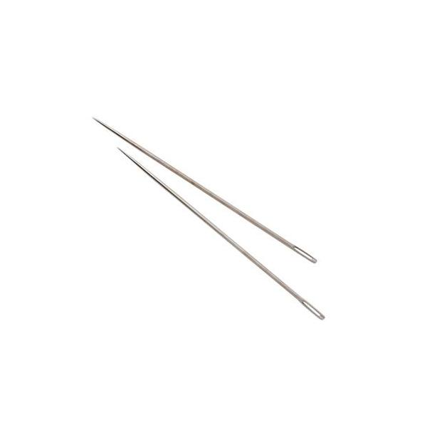 糸通し・穴あけに最適です。 タタミ用。 糸通し・縫い付け・穴あけ・伝票とじに使えます。 ●2本入り。 ●全長:約150mm。 ●針の太さ:(先端)約1.5mm・(中〜根元)約3.4mm。 ●穴あきサイズ:約0.9mm×6.5mm。 ●針:炭...