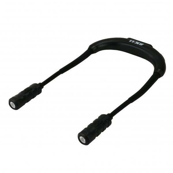 首掛け形でハンズフリーで使用できるLEDライトです。 暗所での点検・検査作業、夜間の散歩等。 アーム部分がフレキシブルに動くので、作業部に合わせてライトの方向、照射位置の調整ができ、左右でそれぞれ異なる場所を照らすことも可能です。 背面には...