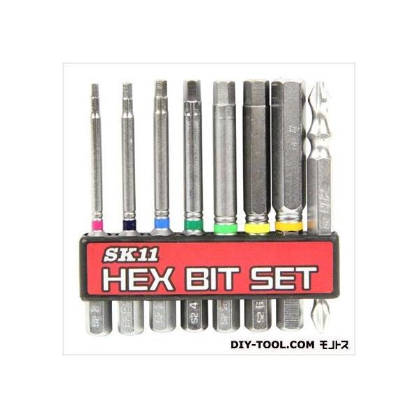 六角ビット7サイズとビットが1本入った便利なセット品です。 六角穴付きボルトの簡単締め付け。 カラーリングでサイズがひと目でわかります。 ●8本組。 ●軸径:6.35mm六角軸。 ●全長:65mm。 ●適用機種:電動・エアー・充電インパクト...