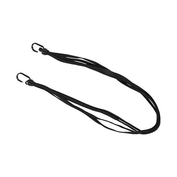 伸縮性のある両端フック付の平ゴムです。 荷物の仮固定や結束。 耐候性があり、四つ又になっているため四面から固定することができます。 両端はスチール製のJフック付きです。 ●長さ:約90cm。 ●幅:約9mm×4本。 ●フック:スチール。 ●...