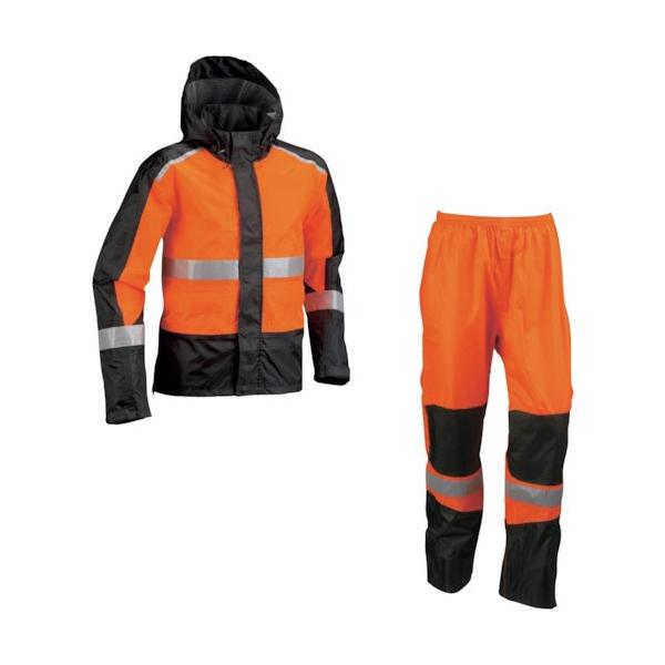 ■特徴 レインウェアで初めてのJSAA高視認安全服認定品です。 防水性・透湿性を兼ね備え高輝度反射材を多く用いることで夜間作業時も安全、快適に着用いただけます。 リップストップ生地を採用することで軽量かつ丈夫なレインウェアです。 膝当て補強...