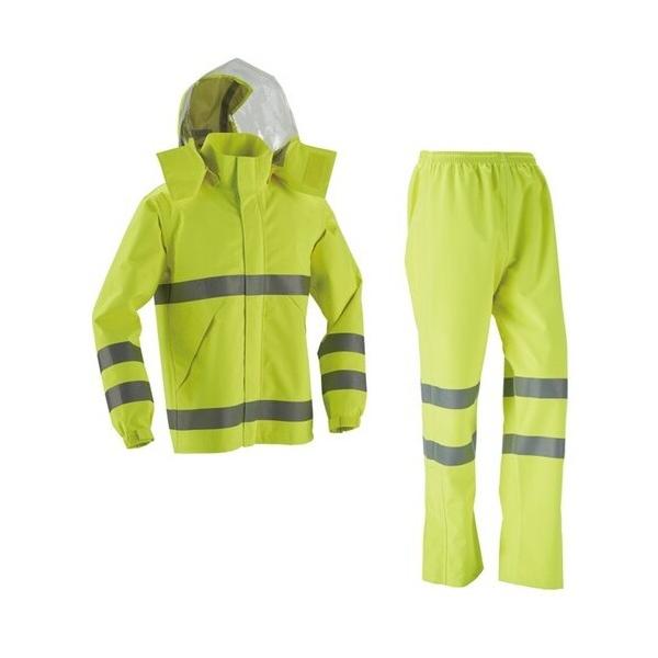 ■特徴 JIS T8127高視認安全服 Class3適合の高視認・高機能性レインギアです。 JIS規格適合の熱転写反射材（ガラスビーズ）を採用し、夜間・悪天候でも360°反射します。 ヘルメットのネーム視認・視界確保のため、透明素材を多く使...
