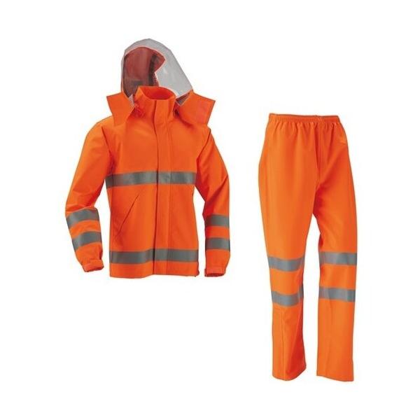 ■特徴 JIS T8127高視認安全服 Class3適合の高視認・高機能性レインギアです。 JIS規格適合の熱転写反射材（ガラスビーズ）を採用し、夜間・悪天候でも360°反射します。 ヘルメットのネーム視認・視界確保のため、透明素材を多く使...