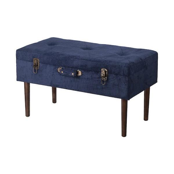 ■特長 ちょい掛けに便利！トランク型の収納付きベンチです。  ■仕様 幅(mm):800 奥行(mm):430 高さ(mm):465 座高(mm):465 色:ネイビー 張地ポリエステル100%   【入数】 1点 27655
