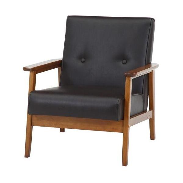 ■特徴 シンプルデザインを追求した1人掛けソファです。 フレームが細く圧迫感を感じさせません。スッキリとしたデザインでシックなお部屋を演出します。 ■材質 構造部材:天然木（ラバーウッド）  表面加工:ラッカー塗装  張り材:合成皮革（PU...