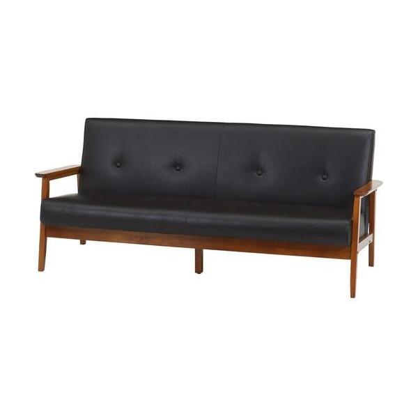 ■特徴 シンプルデザインを追求した3人掛けソファです。 フレームが細く圧迫感を感じさせません。スッキリとしたデザインでシックなお部屋を演出します。 ■材質 構造部材:天然木（ラバーウッド）  表面加工:ラッカー塗装  張り材:合成皮革（PU...