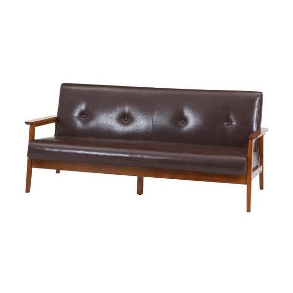 ■特徴 シンプルデザインを追求した3人掛けソファです。 フレームが細く圧迫感を感じさせません。スッキリとしたデザインでシックなお部屋を演出します。 ■材質 構造部材:天然木（ラバーウッド）  表面加工:ラッカー塗装  張り材:合成皮革（PU...