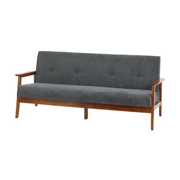 ■特徴 シンプルデザインを追求した3人掛けソファです。 フレームが細く圧迫感を感じさせません。スッキリとしたデザインでシックなお部屋を演出します。 ■材質 構造部材:天然木（ラバーウッド）  表面加工:ラッカー塗装  張り材:ポリエステル1...