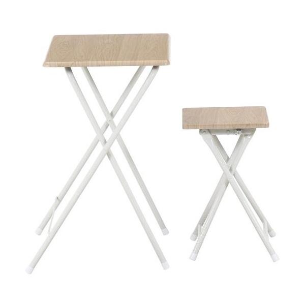 ■特徴 パタッと折りたためてコンパクトな「テーブル&amp;チェアセット」 ■材質 □テーフ゛ル:■甲板の表面材:合成樹脂化粧繊維板(PVC) ■構造部材:金属(鋼) ■表面加工:エホ゜キシ樹脂塗装 □チェア:■構造部材(座面):合成樹脂化...