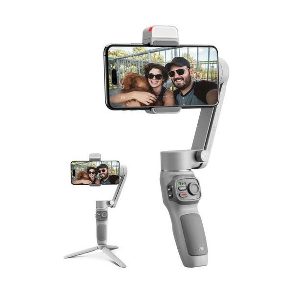 ■特徴 3軸のスマホジンバル「SMOOTH-Q3」は重量340gと非常に軽量で、握りやすく設計されたグリップで安定した動画撮影を実現しています。 スマホホルダー部分には3段階調光ができる4300Kのフィルライトを搭載。 タッチボタン式、18...