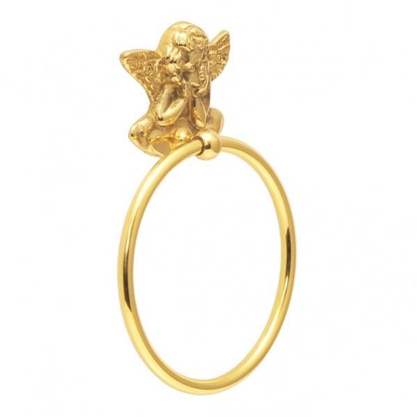 【ANGEL SERIES】天使がモチーフ。真鍮(金色)リングタイプタオル掛け。【耐荷重】約3kg 耐荷重については取付の壁面の強度や使用状況によって異なります。あくまでも参考程度としてお考えください。商品はすべて手作りのため、表記寸法にば...